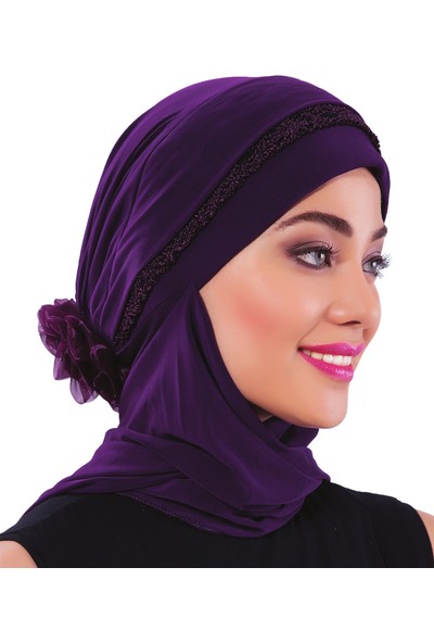 Fidan Bone Katmerli Atkılı Buklet Mor Hazır Türban Tesettür Bone Fidan Bone Katmerli Atkılı Buklet Mor Hazır Türban Tesettür Bone