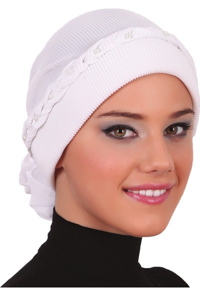 Fidan Bone Plise Burgulu Beyaz Hazır Türban Tesettür Bone Fidan Bone Plise Burgulu Beyaz Hazır Türban Tesettür Bone