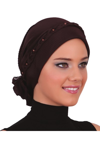 Fidan Plise Burgulu Kahve Tesettür Bone Fidan Plise Burgulu Kahve Tesettür Bone