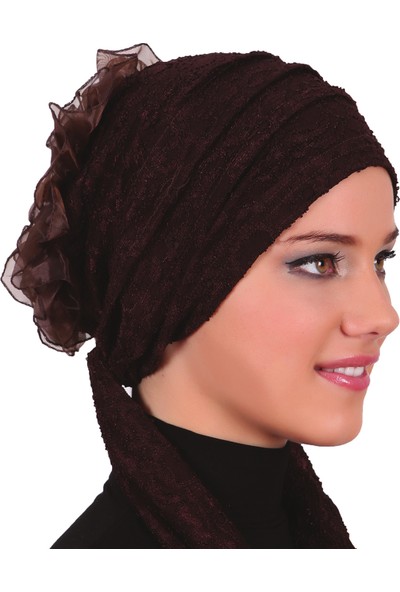 Fidan Dantel Bağlama Kahve Tesettür Bone Fidan Dantel Bağlama Kahve Tesettür Bone