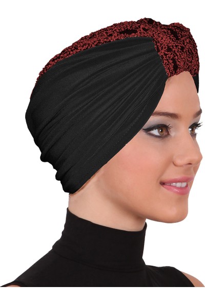 Fidan Lale Buklet Siyah Bordo Tesettür Bone