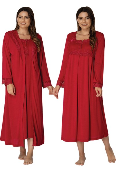 Effort Pijama Lohusa Uzun Kol Gecelik Sabahlık 2402Kırmızı Effort Pijama Lohusa Uzun Kol Gecelik Sabahlık 2402Kırmızı