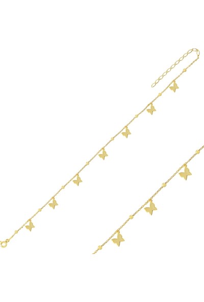 Esjewelry kadın Altın Kaplama Kelebek Model Gümüş Halhal Esjewelry kadın Altın Kaplama Kelebek Model Gümüş Halhal