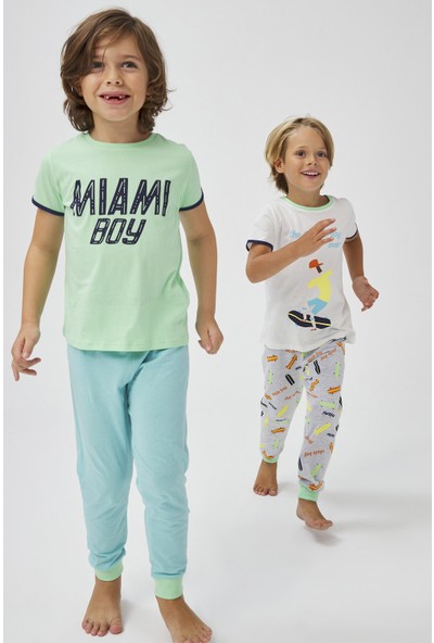 Penti Çok Renkli Erkek Çocuk Miami 4lü Pijama Takımı Penti Çok Renkli Erkek Çocuk Miami 4lü Pijama Takımı