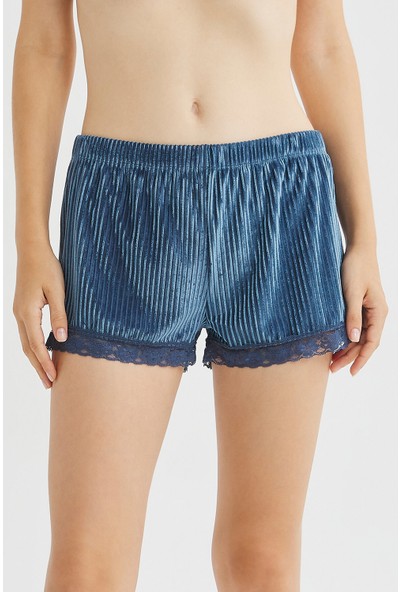 Penti Teal Kadife Şort Penti Teal Kadife Şort