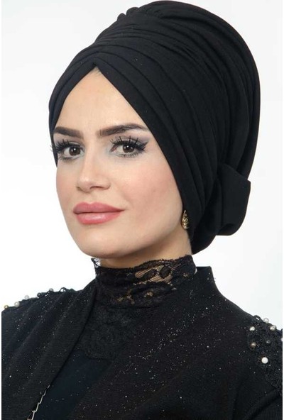 Aişe Tesettür Siyah Hazır Türban