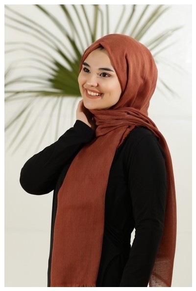 Zen İpek Yaprak Desen Carmin Şal - Kiremit Zen İpek Yaprak Desen Carmin Şal - Kiremit