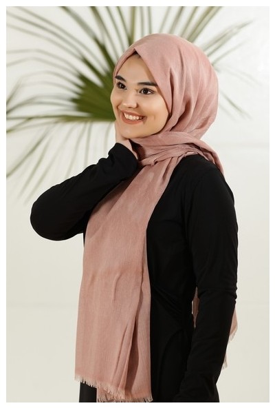 Zen İpek Yaprak Desen Carmin Şal - Gülkurusu Zen İpek Yaprak Desen Carmin Şal - Gülkurusu