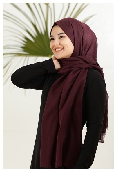 Zen İpek Yaprak Desen Carmin Şal - Mürdüm Zen İpek Yaprak Desen Carmin Şal - Mürdüm