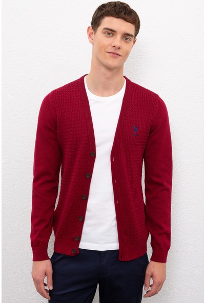 U.S. Polo Assn. Erkek Kırmızı Triko Hırka Basic 50210293-VR014