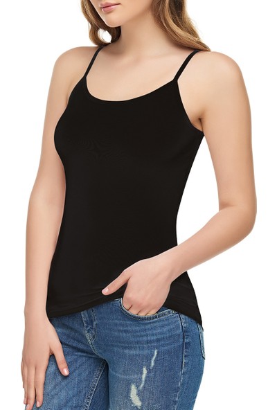 Tutku Elit Kadın Siyah Elastan Likralı Pamuklu İp Askılı Atlet 12'li Tutku Elit Kadın Siyah Elastan Likralı Pamuklu İp Askılı Atlet 12'li