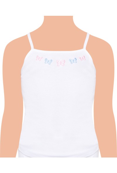 Tutku Kız Çocuk İp Askılı İşlemeli Atlet 6'lı Paket