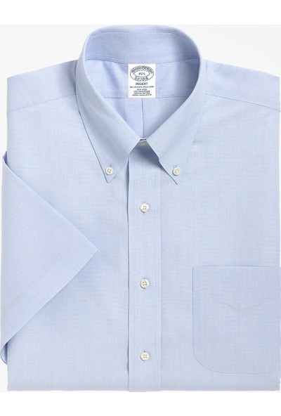 Brooks Brothers Erkek Açık Mavi Non-İron Düğmeli Yaka Regent Kalıp Klasik Gömlek