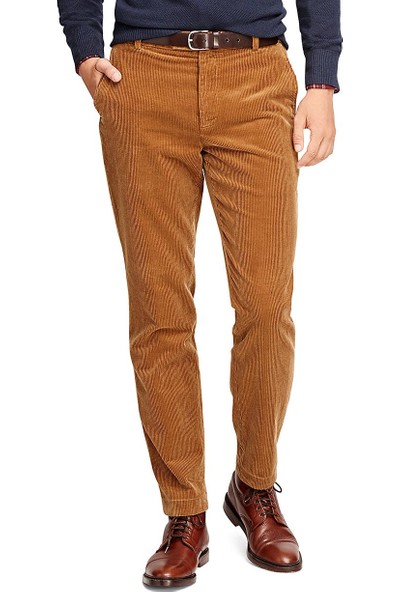 Brooks Brothers Erkek Taba Milano Fit Kadife Pantolon