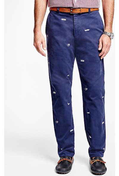 Brooks Brothers Erkek Lacivert Denizci Düğüm İşlemeli Milano Fit Chino Pantolon Brooks Brothers Erkek Lacivert Denizci Düğüm İşlemeli Milano Fit Chino Pantolon
