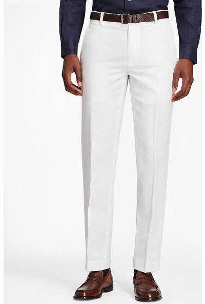 Brooks Brothers Mılano Kesim Pamuklu Keten Pantolon