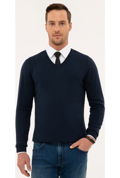 Pierre Cardin Erkek Lacivert Slim Fit V Yaka Basic Kazak 50230806-Vr033 Pierre Cardin Erkek Lacivert Slim Fit V Yaka Basic Kazak 50230806-Vr033