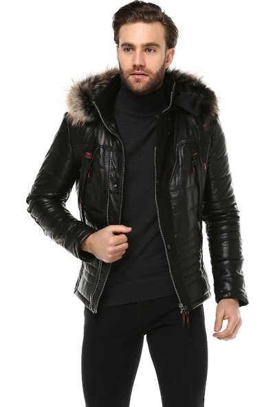 Derinss DER017 Deri Erkek Siyah Mont-Kaban L