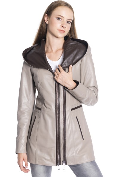 Derinss Dka2027 Deri Kadın Vizon Mont Kaban