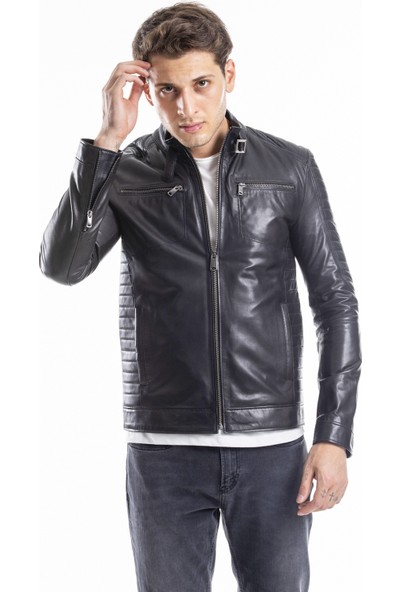 Deri Effect Siyah Deri Ceket