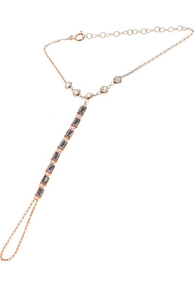 Söğütlü Silver Gümüş Zirkon ve Onix Taşlı Şahmaran