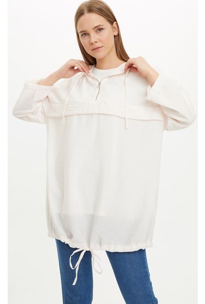 DeFacto Belden Bağlamalı Kapüşonlu Dokuma Tunik R3525AZ20AU DeFacto Belden Bağlamalı Kapüşonlu Dokuma Tunik R3525AZ20AU