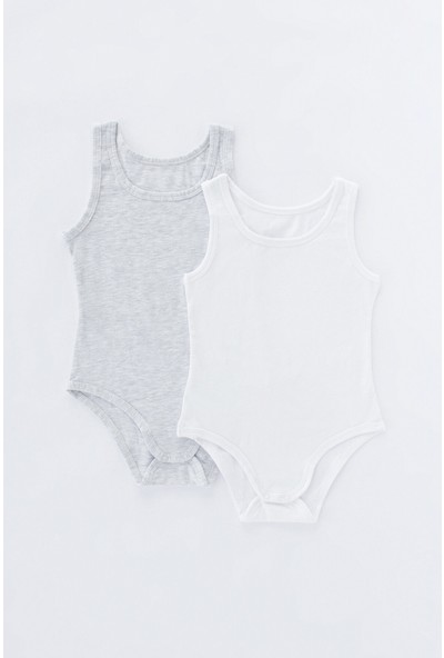 Penti Açık Gri Melanj - Beyaz Kız Çocuk Wg Basic 2'li Bodysuıt Penti Açık Gri Melanj - Beyaz Kız Çocuk Wg Basic 2'li Bodysuıt