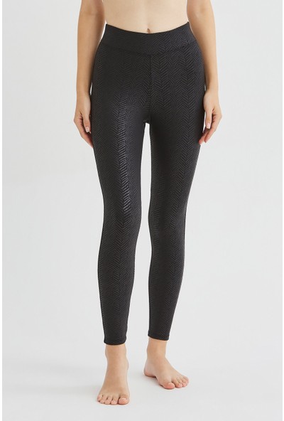 Penti Siyah Herringbone Termal Tayt Penti Siyah Herringbone Termal Tayt