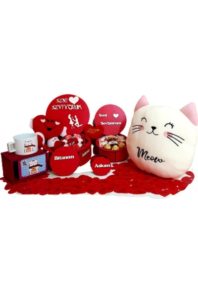 Hanbeyi Aşk Kulesi 4 Katlı Çikolata Peluş Kedi Yastık Kutulu Fincan Set Hanbeyi Aşk Kulesi 4 Katlı Çikolata Peluş Kedi Yastık Kutulu Fincan Set