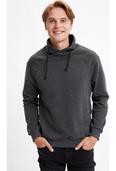 DeFacto Slim Fit Şal Yaka İçi Yumuşak Tüylü Sweatshirt R4667AZ20AU