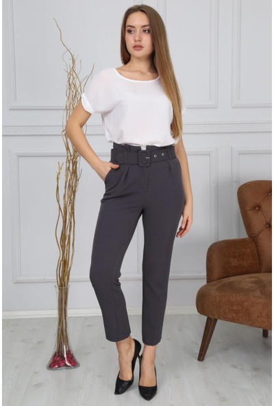 Bluence Beli Kemerli Gri Kumaş Pantolon 38 Bluence Beli Kemerli Gri Kumaş Pantolon 38