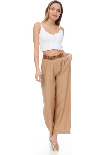 Bluence Beli Kemerli Bol Paça Kahverengi Pantolon 42 Bluence Beli Kemerli Bol Paça Kahverengi Pantolon 42