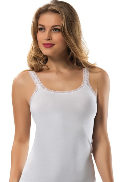 Erdem 2116 3'lü Paket Dantel Askılı Yakalı Kadın Atlet