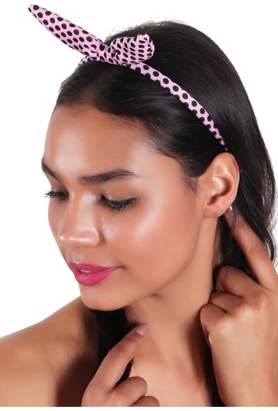 Hahai Accessories Kadın İnce Band Puantiyeli Fiyonklu Taç