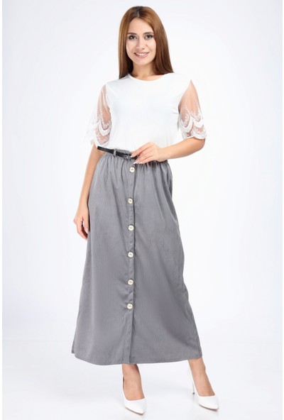 Vivoon Gri Kadife Etek