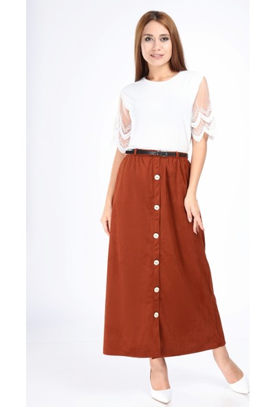 Vivoon Düğmeli Kiremit Etek