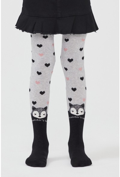 Penti Açık Gri Pretty Heart Fox Külotlu Çorap