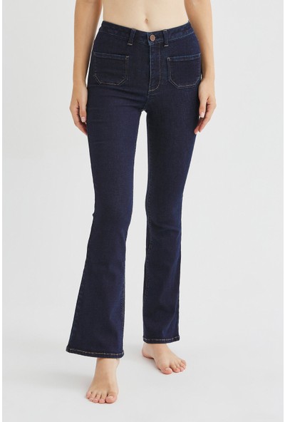 Penti Koyu Denim Pocket Bol Paça Tayt Penti Koyu Denim Pocket Bol Paça Tayt