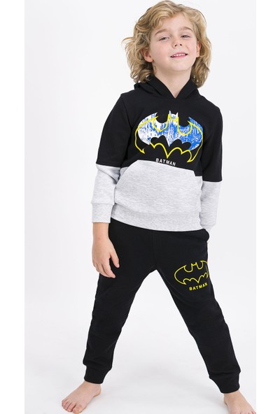 Batman Lisanslı Siyah Erkek Çocuk Kapüşonlu Eşofman Takımı Batman Lisanslı Siyah Erkek Çocuk Kapüşonlu Eşofman Takımı
