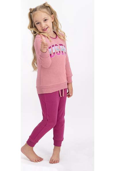U.S. Polo Assn Lisanslı Pembe Kız Çocuk Eşofman Takımı