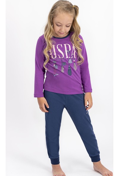 U.S. Polo Assn Lisanslı Menekşe Kız Çocuk Pijama Takımı U.S. Polo Assn Lisanslı Menekşe Kız Çocuk Pijama Takımı