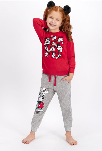 Minnie Mouse Lisanslı Açık Kırmızı Kız Çocuk Eşofman Takımı