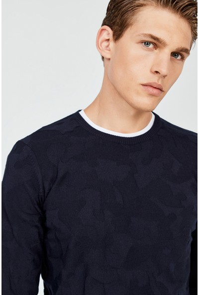 AVVA Erkek Lacivert Bisiklet Yaka Kazak A02Y5068