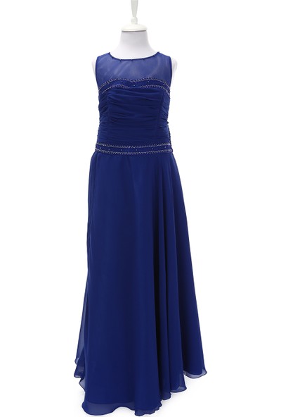 Mileny 2'li Takım İnci Detaylı Göbeği Açık Çocuk Abiye Elbise