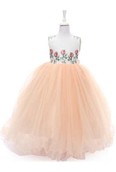 Mileny Pul Payet Çiçek Detaylı Kız Çocuk Gelinlik