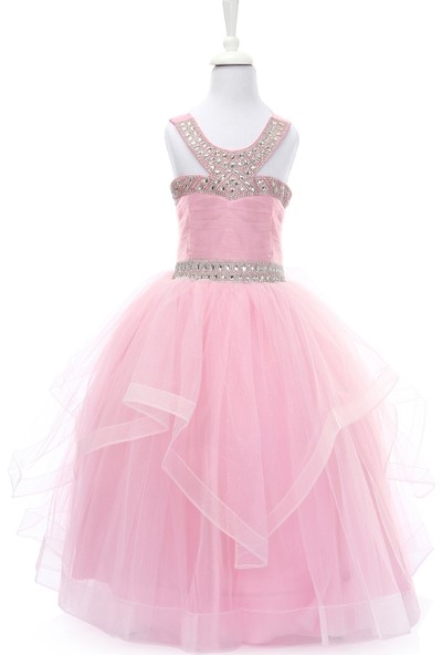 Mileny Taş Işlemeli Kız Çocuk Gelinlik Abiye Elbise