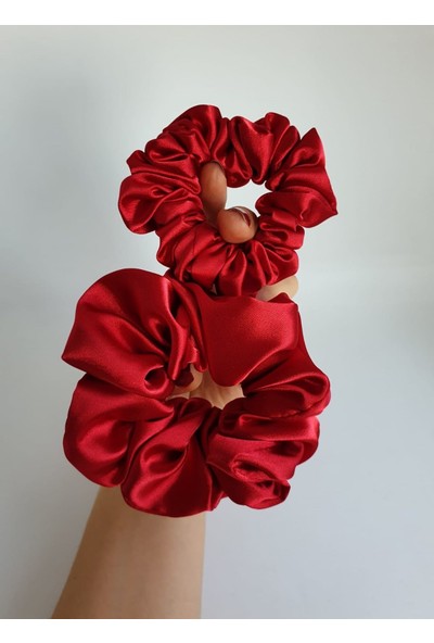 Melkady 131KI - Saten Scrunhie Saç Lastiği, Toka Seti (2'li)