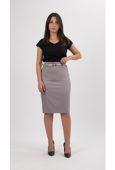 Soral Kadın Kalem Etek 60 cm Boyundaastarlıofis ETEKSORAL740 Gri Soral Kadın Kalem Etek 60 cm Boyundaastarlıofis ETEKSORAL740 Gri