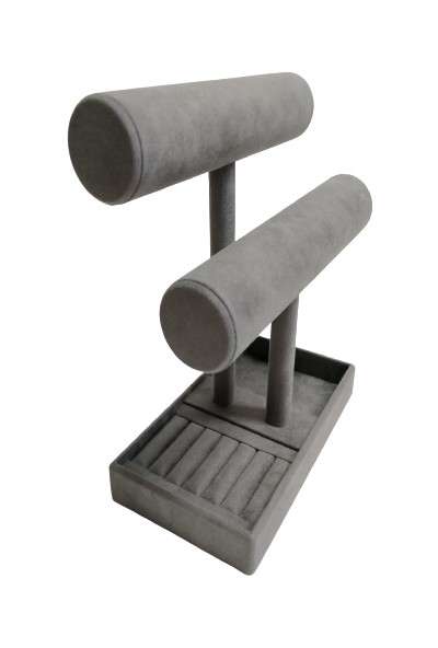 İsdeksan Iki Katmanlı Gri Özel Bilezik Bileklik Saat Yüzük Standi