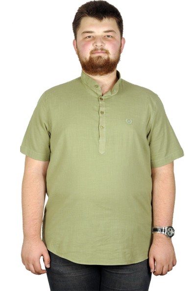 ModeXL Büyük Beden Erkek Kısa Kol Hakim Yaka Gömlek